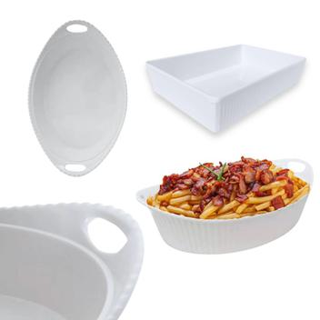 Kit Tigela Travessa Retangular 20 Cm + Tigela Oval 27,7 Cm Ondulada em ...