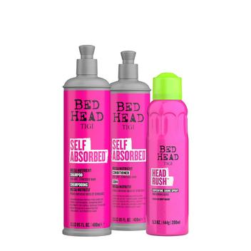 Kit Tigi Bed Head Self Absorbed Shampoo Condicionador e Spray de Brilho ...