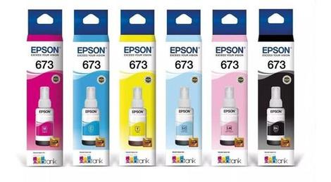 Kit Tinta Original Epson L1800 L850 L805 L800 L810 T673 6-Cores - Refil ...