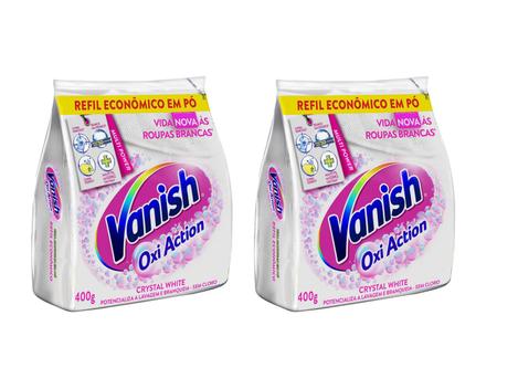 Kit Tira Manchas Vanish Crystal White Oxi Action - em Pó Refil 400g 2 ...