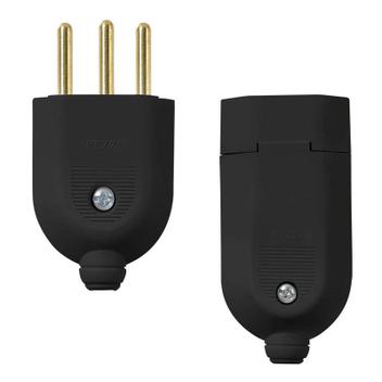 Kit Tomada Fêmea e Plugue Macho 3 Pinos 10A Preto Pezzi - Plugs e ...