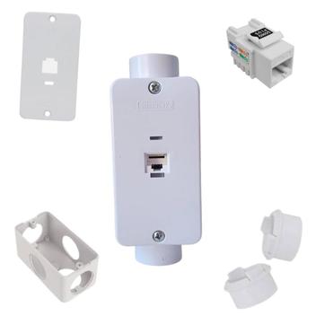 KIT Tomada RJ45 Branco + Condulete Sobrepor 4/2pol + Placa e ...