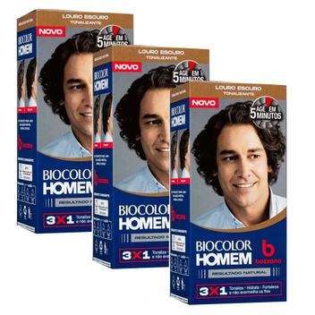 Kit Tonalizante Biocolor Homem Louro Escuro - 3 Unidades - Tonalizante ...