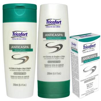 Kit Tricofort Anticaspa Shampoo + Condicionador + Loção Tônica Original ...