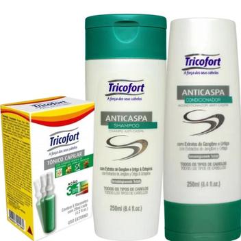 Kit Tricofort Anticaspa Shampoo + Condicionador + Tônico Capilar C/6 ...