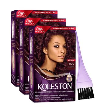 KIT TRIO Koleston Coloração Acaju Purpura 366 + Presente - Tinta de ...