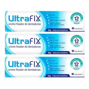 Kit UltraFix Creme Fixador Sem Sabor Com 3 Un De 68g Cada - UNIAO ...