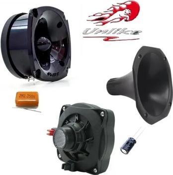 Kit Unlike Driver + Super Tweeter + Corneta + Capacitores - Kit Som ...