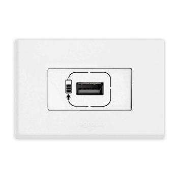 Kit USB Simples 1.5A Com Placa Embutir em Móveis Branco PIAL Plus+ ...