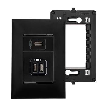 Kit USB Simples A + USB Duplo C Com Placa e Suporte 4x2 4.500mAh Preto ...