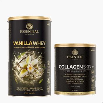 Kit Vanilla Whey Protein 450g + Collagen Skin 330g Essential ...