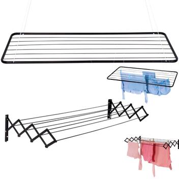 Kit Varal de Parede Sanfonado 1 M + Varal de Teto 120 Cm para ...