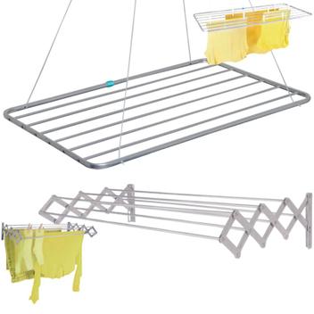 Kit Varal de Parede Sanfonado Aluminio 1 M + Varal de Teto 120 Cm + Kit ...