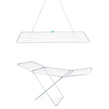 Kit Varal de Teto + Varal de Chão Maxi Branco Com Abas para mais Espaço ...