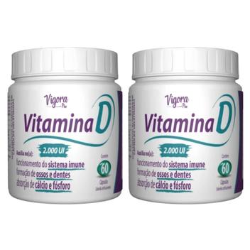 Kit Vigora Plus Vitamina D 2.000UI Com 2 Potes De 60 Cápsulas Cada ...