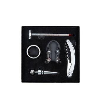 Kit Vinho 5 Acessorios Saca Rolha Termometro Anel Gargalo Tampa ...