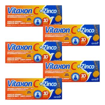 Kit Vitaxon C + Zinco Sabor Laranja Com 5 Caixas De 10 Comprimidos Cada ...