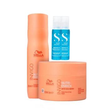 Kit Wella Nutri Enrich Shampoo, Máscara E 2X13Ml Ampola - Wella ...