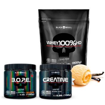 Kit Whey 100% HD Refil - 900g + Pré Treino B.O.P.E - 150g + Creatina 100% Monohidratada - 150 g ...