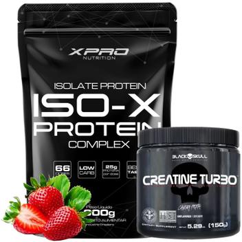 Kit Whey Islado Iso-x Refil 900g + Creatina Turbo Black Skull 150g ...