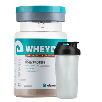 Kit Whey Isolado 900g Cappuccino Coqueteleira Elemento Puro - Whey ...