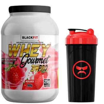 Kit Whey Morango 900g Com Beta alanina e creatina Mais Coqueteleira Bom ...