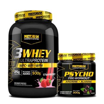 Kit Whey Protein 3W 900g + Pré Treino Psycho Pre Workout 300g ...