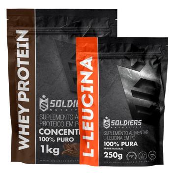 Kit: Whey Protein Concentrado 1Kg + Leucina 250g - 100% Importado - Soldiers Nutrition - Kit de ...