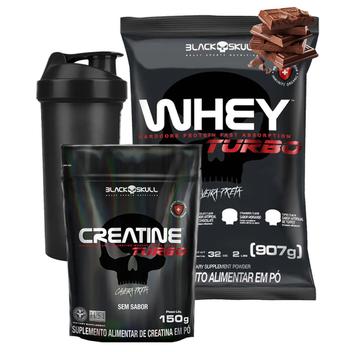 Kit Whey Protein Turbo + Creatina Black Skull+ Coqueteleira - Kit de ...