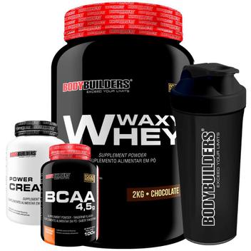 Kit Whey Protein Waxy Whey Pote 2kg + BCAA 4,5 100g + Power Creatina ...