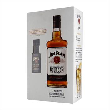 Kit Whiskey Jim Beam White 1l + 1 Mini Jim Beam Black 50ml - Whisky ...