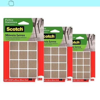 Kit3 Feltro Adesivo Cadeira Sofá Quadrado Scotch 3M 25Mm 12U - Feltro ...