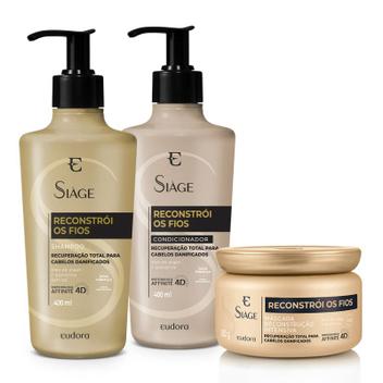 Kits Siàge Eudora Shampoo + Condicionador 400ml + Máscara 250ml - Kit ...