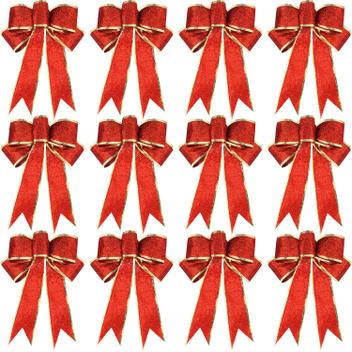 Laços de Natal WILLBOND com Glitter (25x20cm) - Pacote com 12 Unidades ...