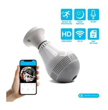 Lâmpada Câmera De Vigilância 360 Graus Wi-Fi - Vr Cam Lampada Espiã ...