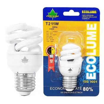 Lâmpada Compacta Fluor Espiral 11W 220V Frio 6400K E27 - ECOLUME ...