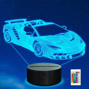 Lâmpada de Carro 3D Ammonite Race Car com Controle Remoto - 16 Cores ...