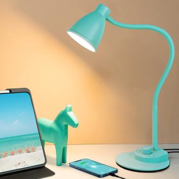 Lâmpada de mesa BOHON LED Teal com porta de carregamento USB, 3 modos ...