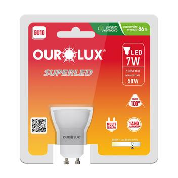 Lâmpada Led GU10 6 Watts Bivolt 6500K Branca Fria - OUROLUX - Lâmpada de LED - Magazine Luiza