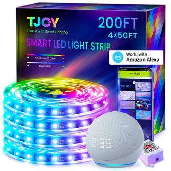 Lâmpadas LED inteligentes TJOY 60m com Alexa Music Sync RGB - Alarme e ...