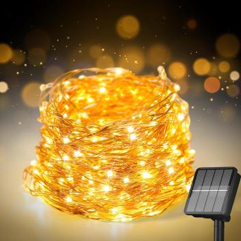 Lâmpadas solares de fio de cobre à prova de água para exterior, 22m 200 ...