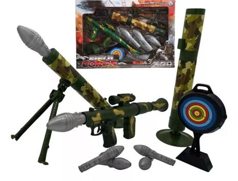 Lançador Kit Morteiro Bazuca Exercito Lança Dardos Mísseis Alvo Com Luz ...