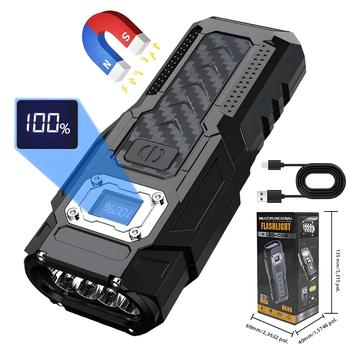 Lanterna Tática Recarregável 8 LED COB Luz Forte USB Ímã Lâmpada De ...