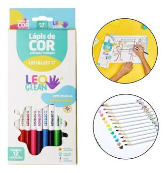 Lápis Antibacteriano 12 Cores Madeira Sextavado Leoclean - Leo&Leo ...
