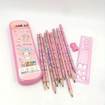 Lápis de Cor Sanrio Hello Kitty - 12 Cores - Kuromi e Cinnamoroll - Material Escolar - Magazine ...
