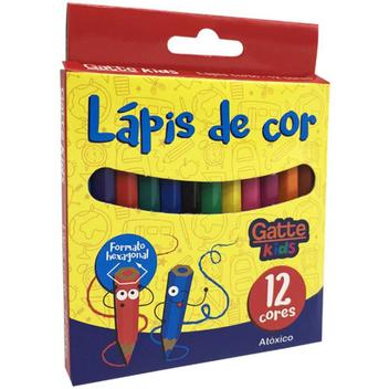 Lapis de COR Sextavado 12 Cores Curto (7897771000024) - Make+ - Lápis ...
