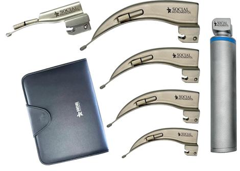 Laringoscopio Adulto Social Instrumentos Com 5 Lâminas - Laringoscópio ...