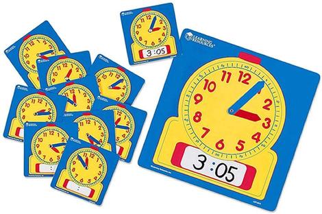 Learning Resources Write & Wipe Clocks Classroom Set, Laminado Dry ...