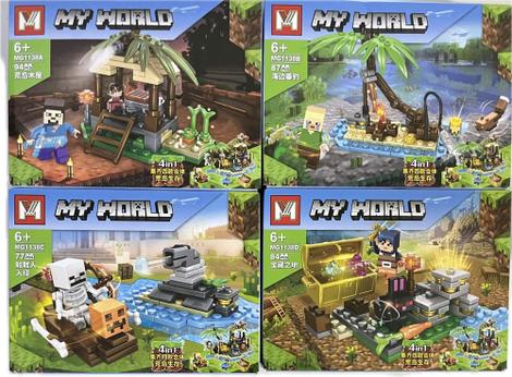 Lego Minecraft Com Cenário completo e personagens - Blocos de Montar ...