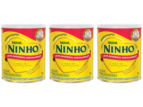 Leite em Pó Integral Instantâneo Nestlé Ninho Lata - 380g 3 Unidades ...